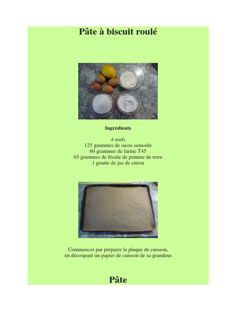 Recette de Pâte à Biscuit Roulé | PDF | Biscuit | Confiture