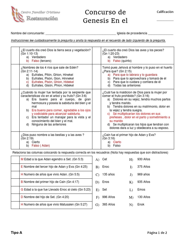 Preguntas Genesis | PDF | Biblia hebrea | Jardín del Edén