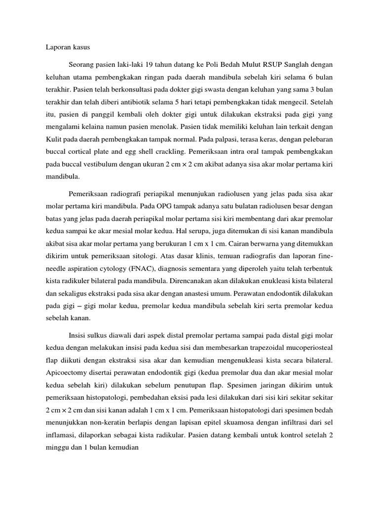 Penatalaksanaan Kista Radikuler Dibedakan Berdasarkan Dari Ukuran Kista ...