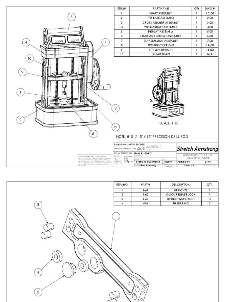 Parts Assembly Drawing | PDF | Gear | Computer Aided Design