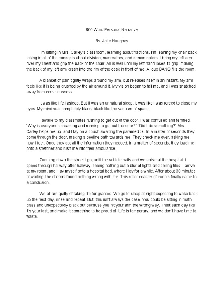 600 Word Personal Narrative | PDF