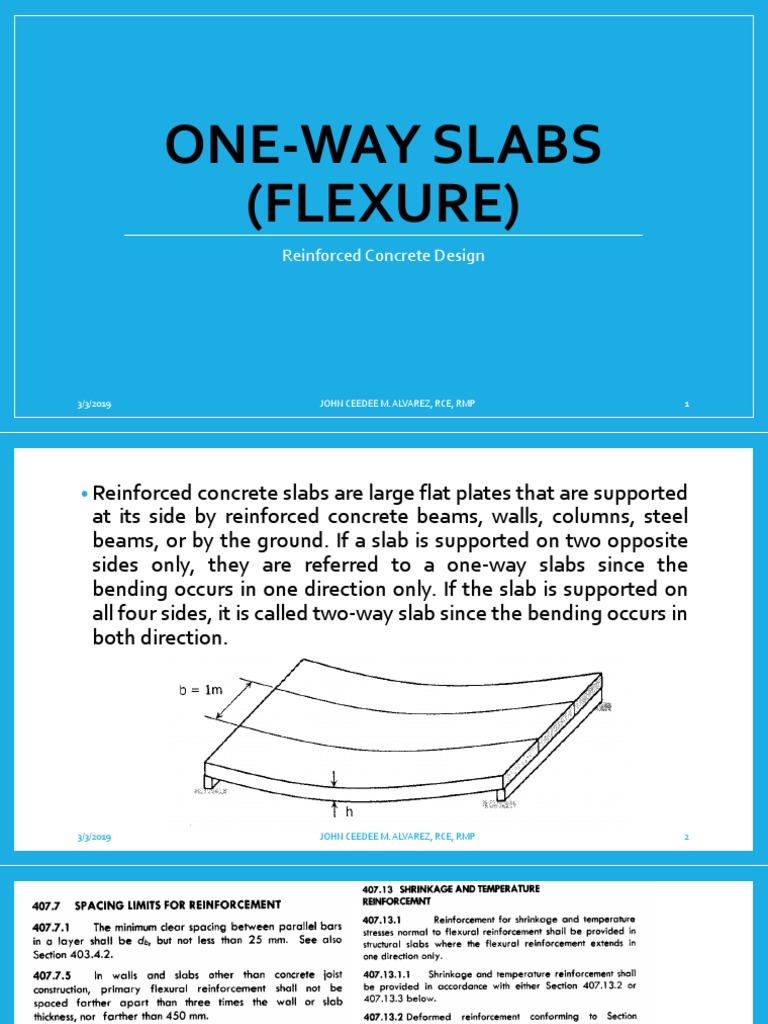 One-Way Slab (Flexure) | PDF | Bending | Structural Engineering