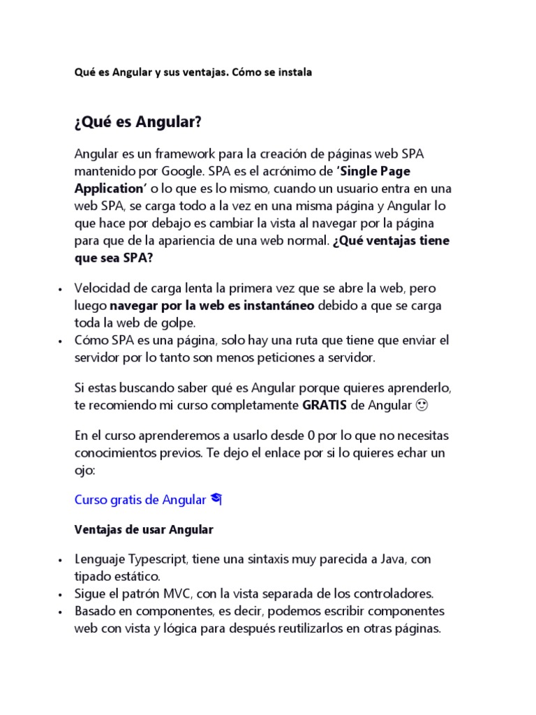 Qué Es Angular y Sus Ventajas | PDF | Marco de software | HTML
