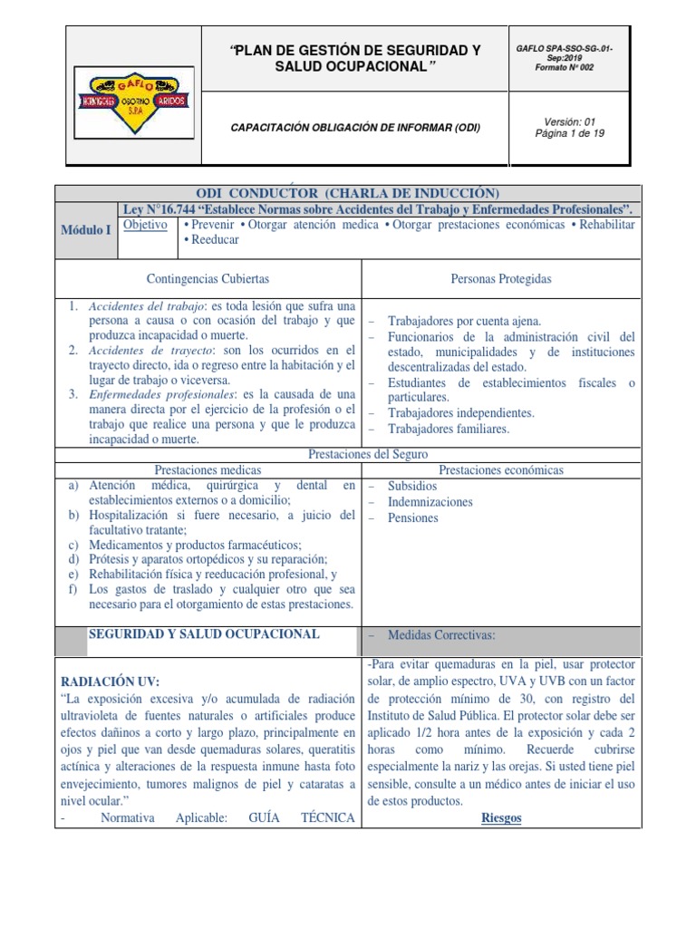 Odis - Conductor-2019 | PDF | Seguridad y salud ocupacional | Ultravioleta