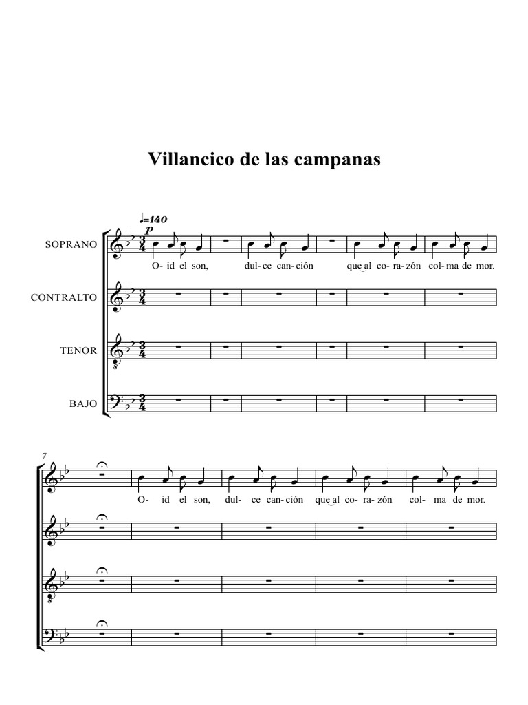 Villancico de Las Campanas - Partitura Completa - Arregada-Final | PDF
