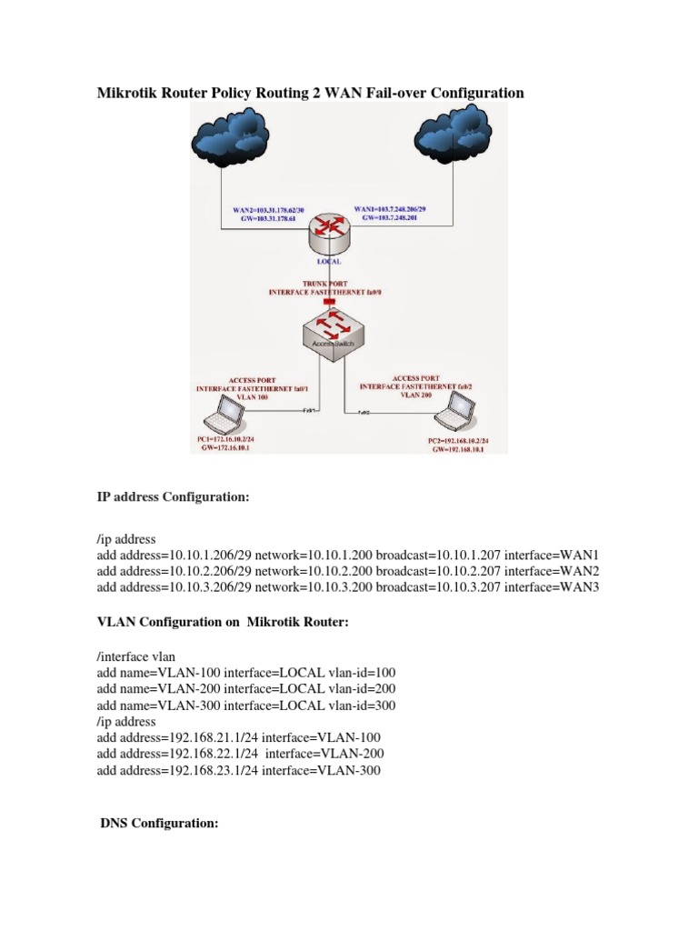 Mikrotik Router Policy Routing 2 WAN Fail | PDF | Ip Address | Router (Computing)