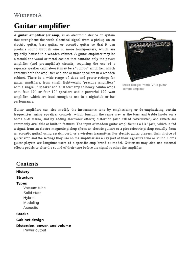 Guitar Amplifier | Download Free PDF | Loudspeaker | Guitar Family ...