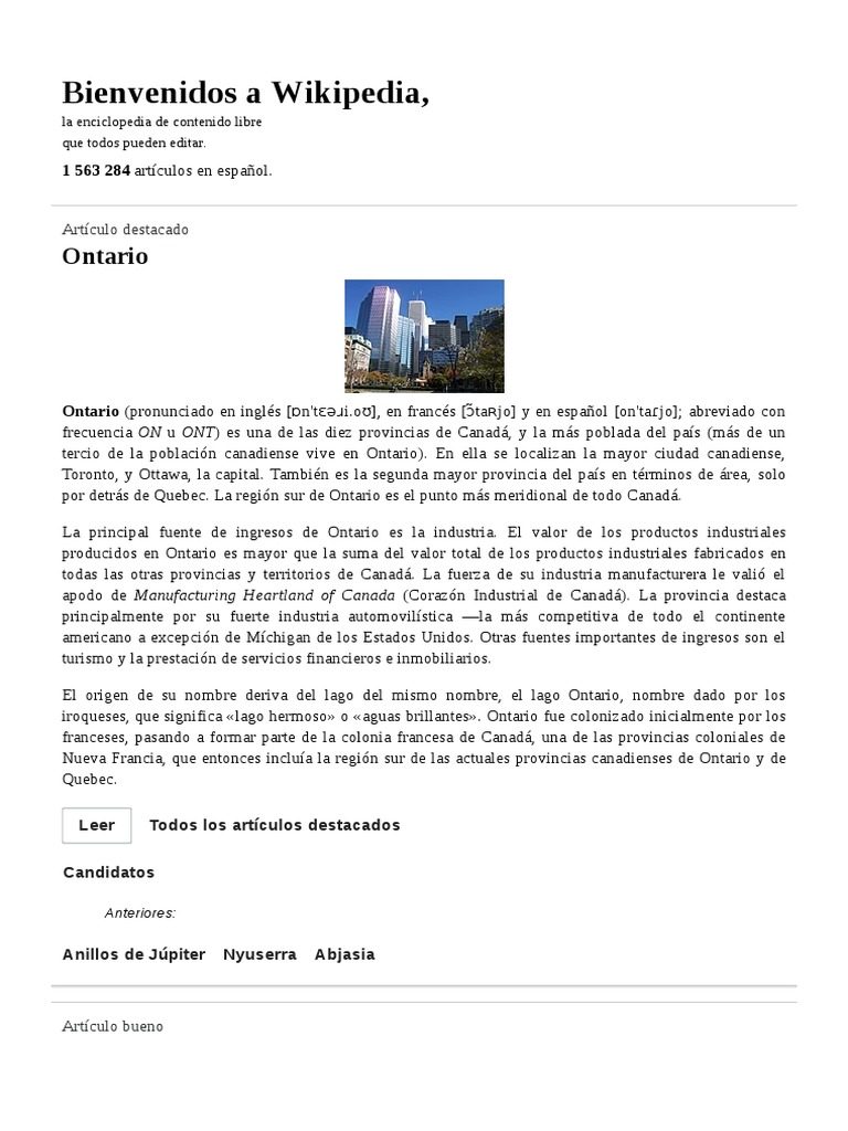Wikipedia Portada | PDF | Ontario | Canadá