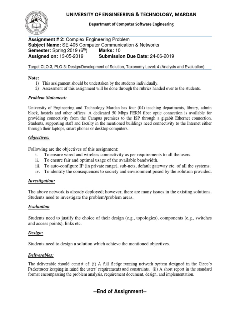 University Network Design Assignment | PDF | Computer Network | Design
