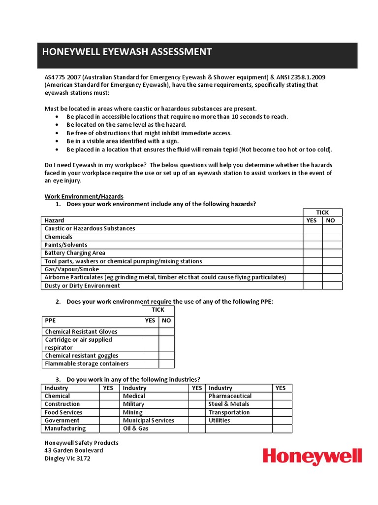 Eyewash Assessment | PDF | Personal Protective Equipment | Water