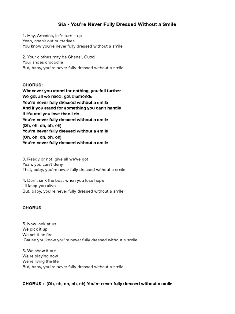Sia - You'Re Never Fully Dressed Without A Smile | PDF