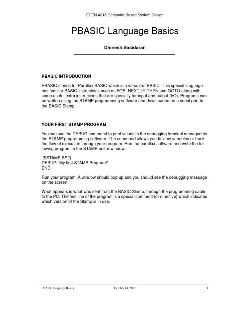 Pbasic | PDF | Computer Program | Programming