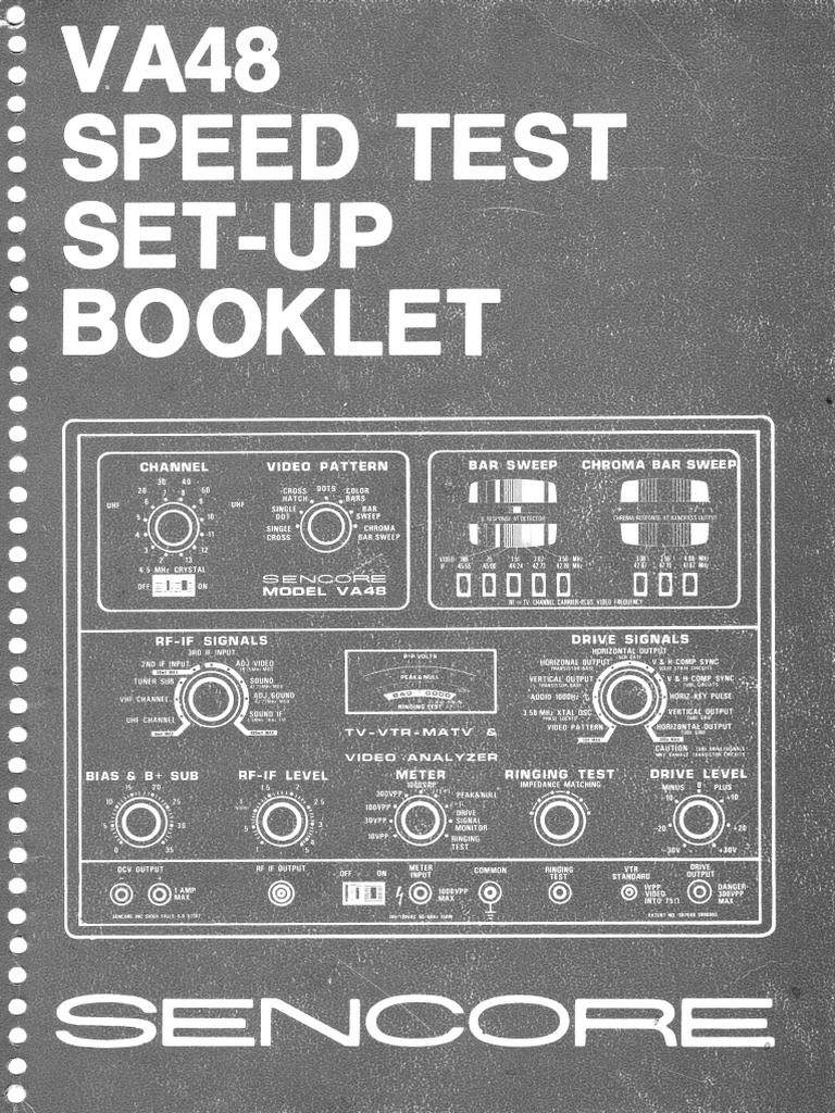VA48 Speed Test Set-Up Booklet PDF | PDF