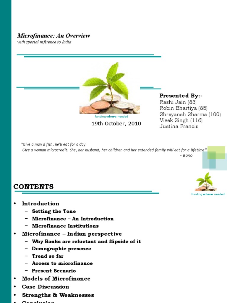 Microfinance: An Overview: With Special Reference To India | PDF ...