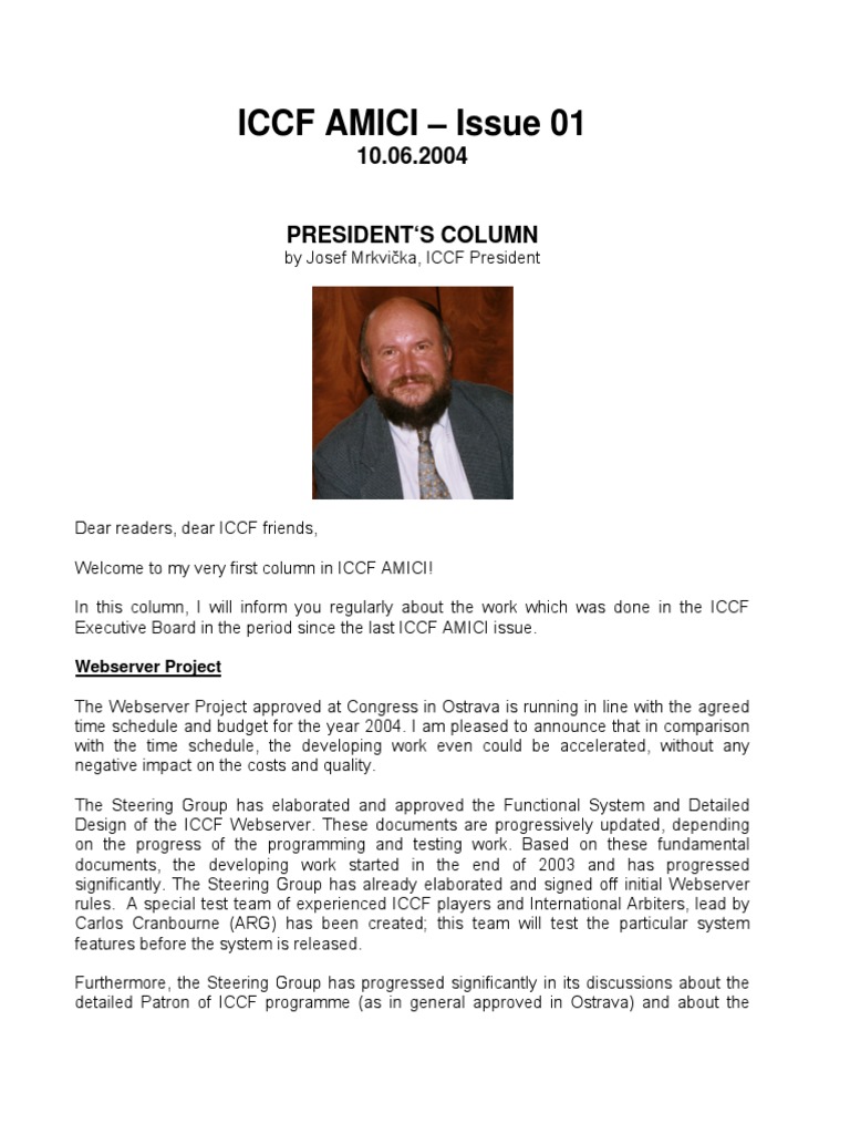 ICCF AMICI No. 01, 2004 (Correspondence Chess) | PDF | Chess Theory ...