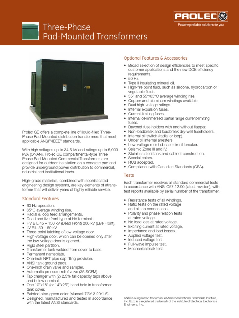 Three-Phase Pad-Mounted Transformers | PDF | Transformer | Fuse ...