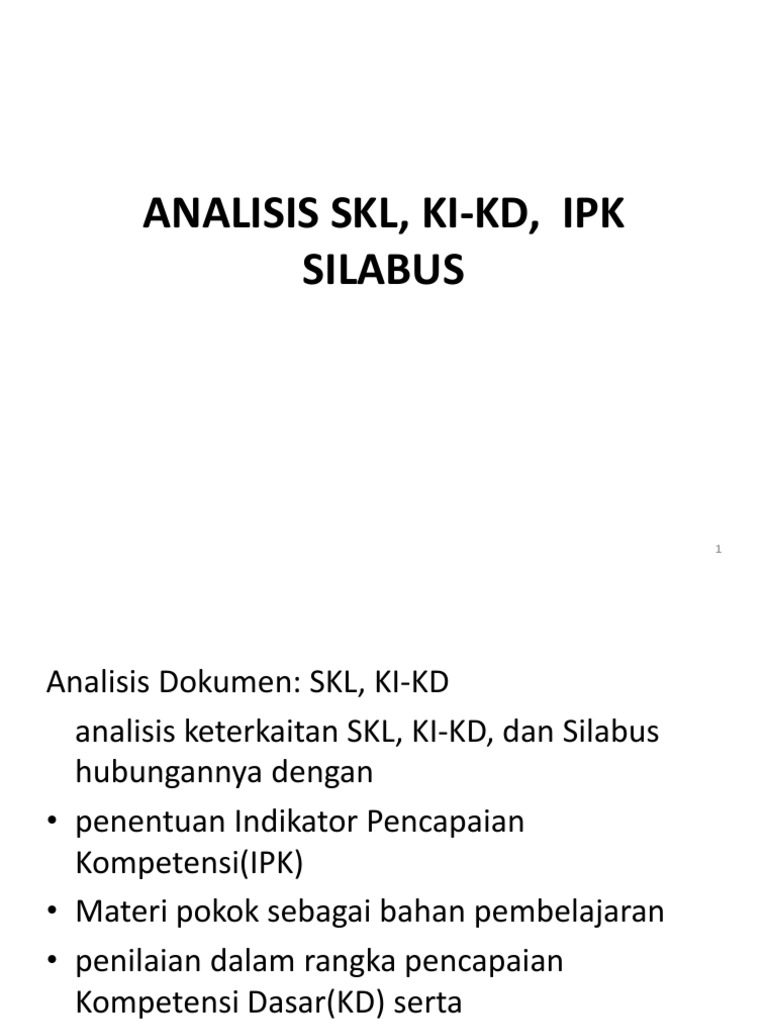 1 Analisis SKL, Ki-Kd, Ipk | PDF