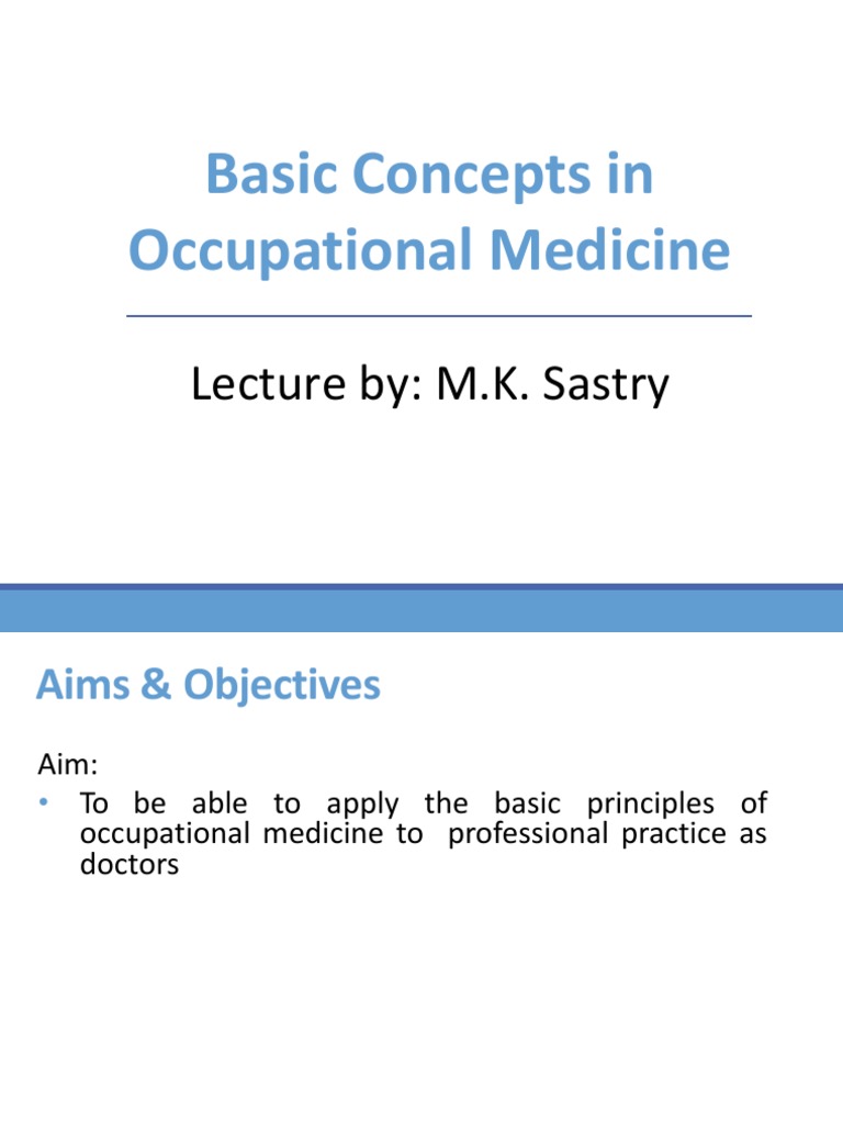 Basic Concepts in Occupational Medicine | PDF | Occupational Safety And ...