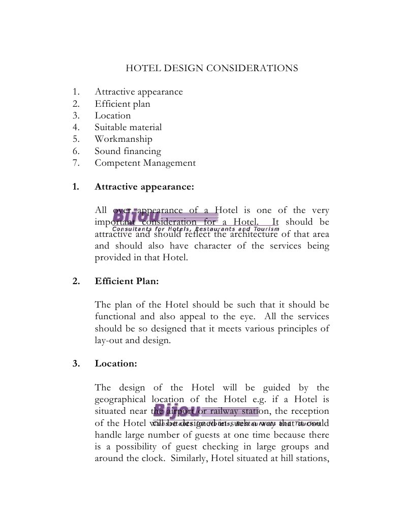 Hotel Design Considerations | PDF | Hotel | Hotel And Accommodation