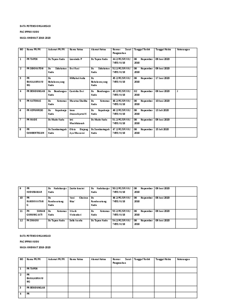 Data Potensi Organisasi | PDF