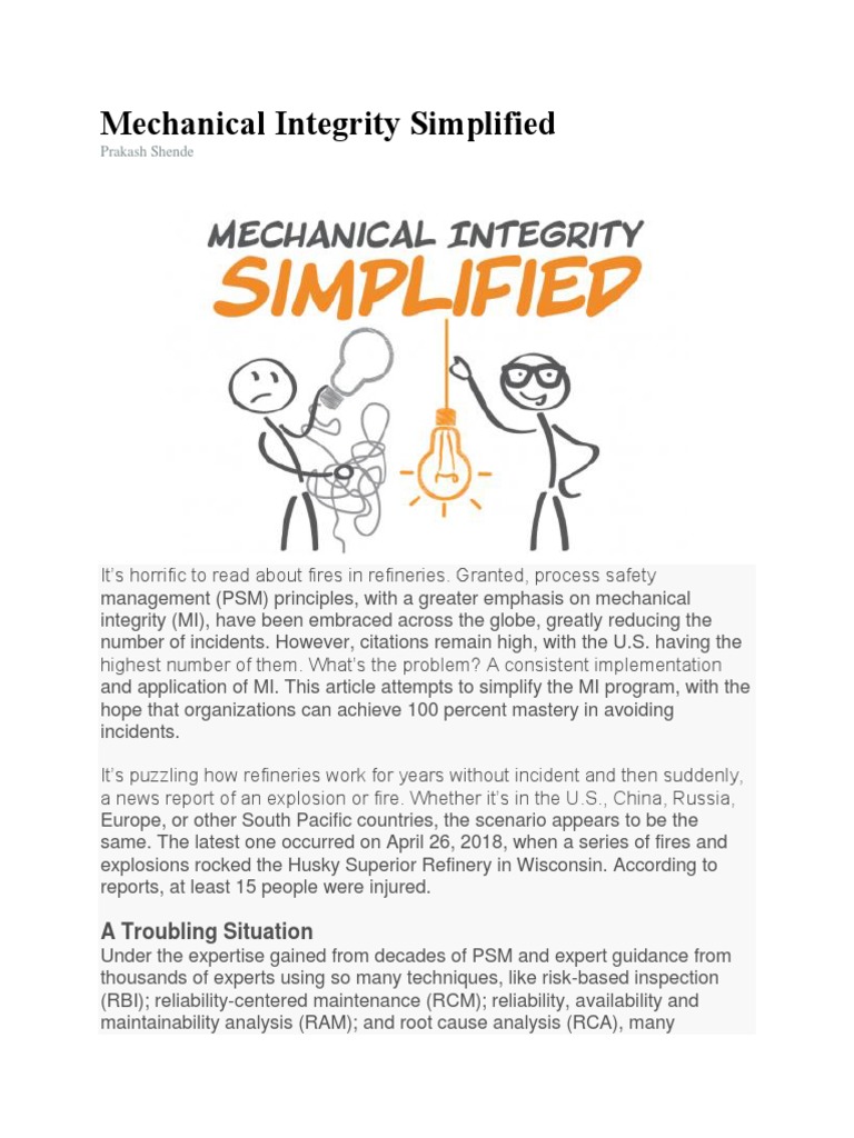 Mechanical Integrity Simplified | PDF | Machines | Safety