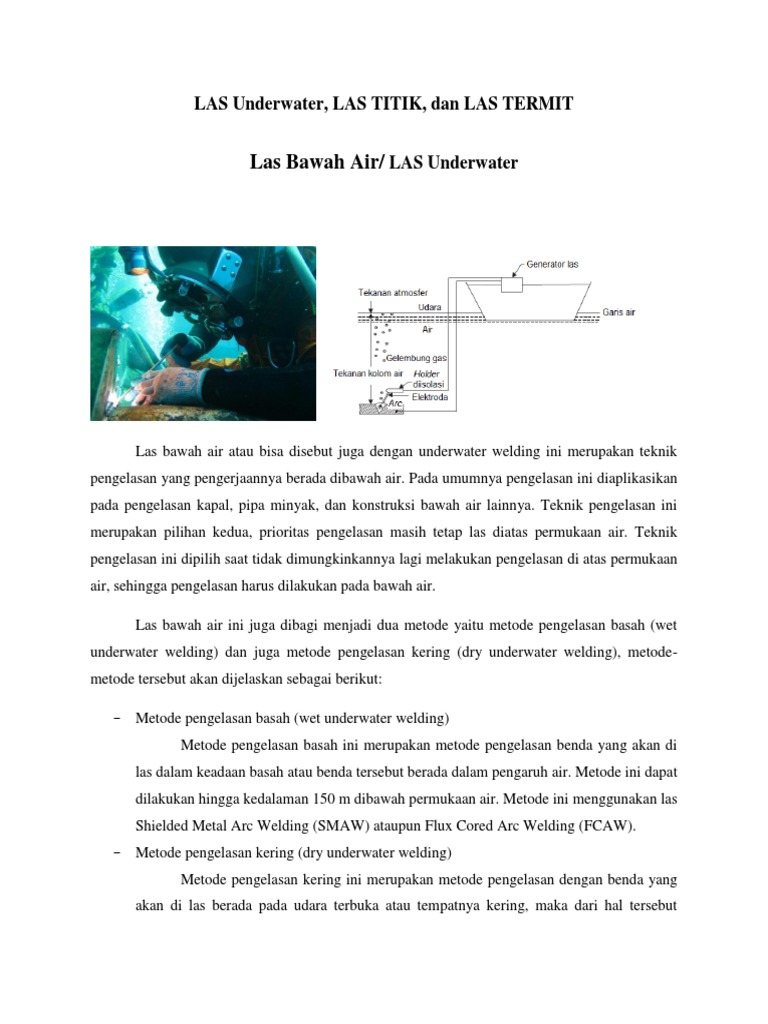 Teori Pengelasan (Las Underwater, Las Titik, Las Termit) | PDF