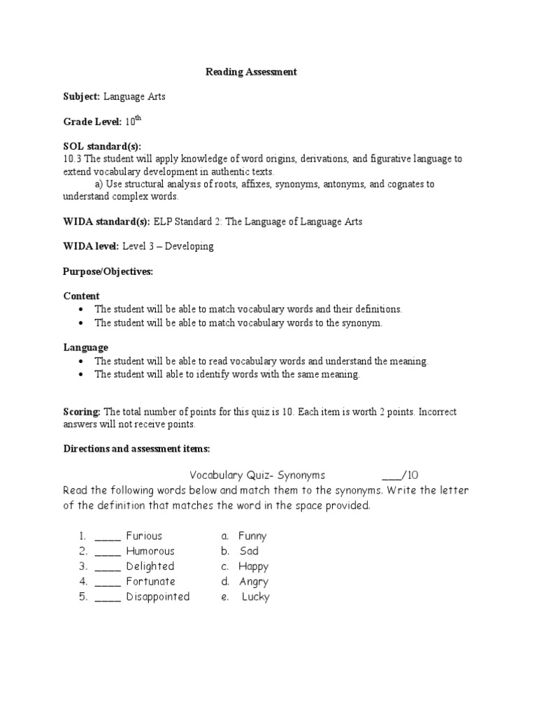 Reading Assessment | PDF