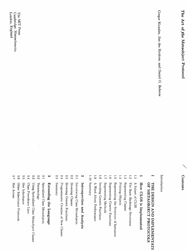 MIT Press - The Art of The Metaobject Protocol - Gregor Kiczales, Jim ...