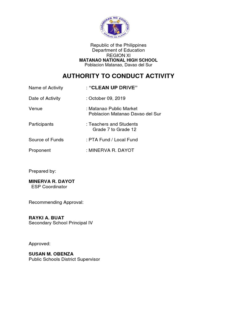 Activity Design - Clean Up Drive | PDF | Wellness | Medical