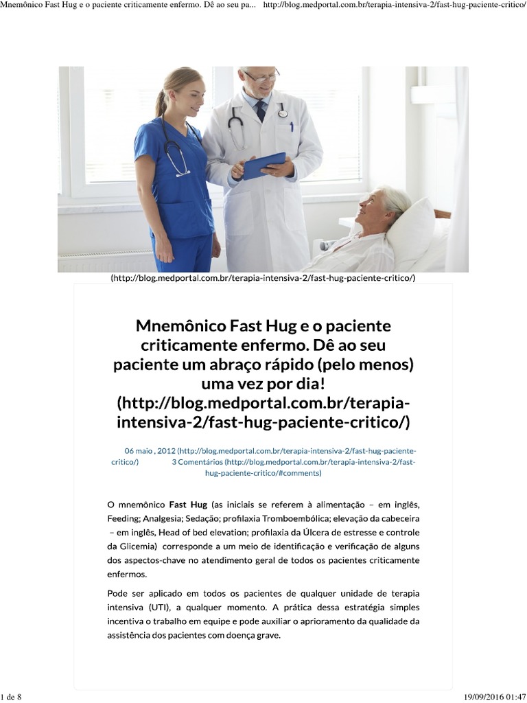 Mnemônico Fast Hug em Pacientes Críticos | PDF
