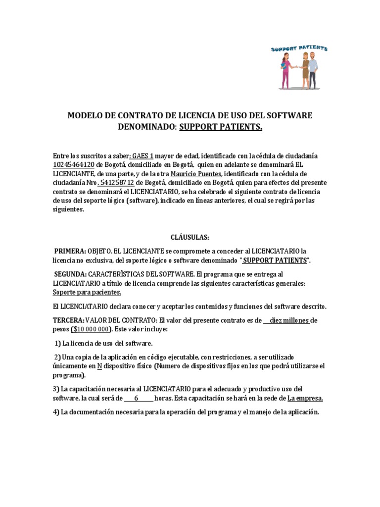 Modelo de Contrato de Licencia de Uso Del Software Denominado | PDF | Software | Programa de ...