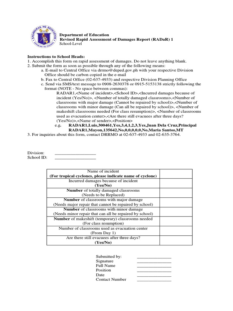 Revised Radar Form 1 2 Template | PDF | Tropical Cyclones | Synoptic ...