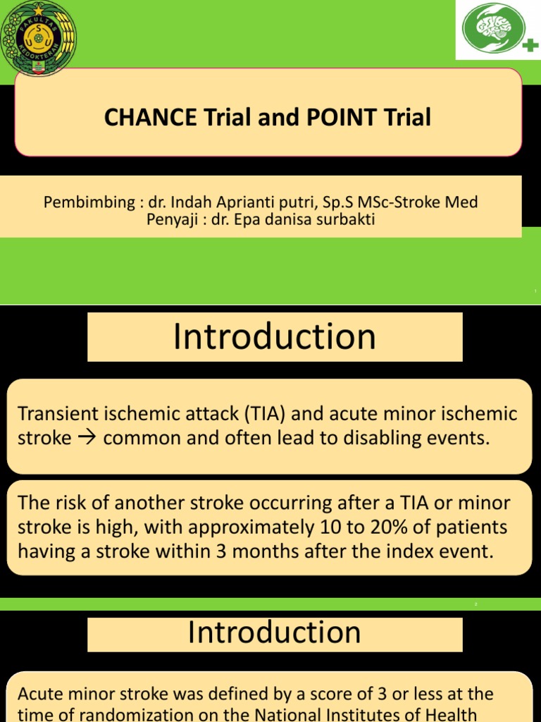 CHANCE Trial AND POINT Trial Edit | PDF | Stroke | Cardiovascular Diseases