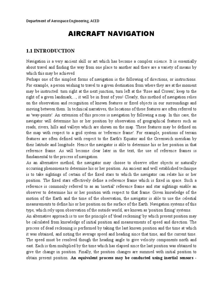 Lecture Notes Aircraft Navigation (Lecture 1,2) | PDF | Inertial ...