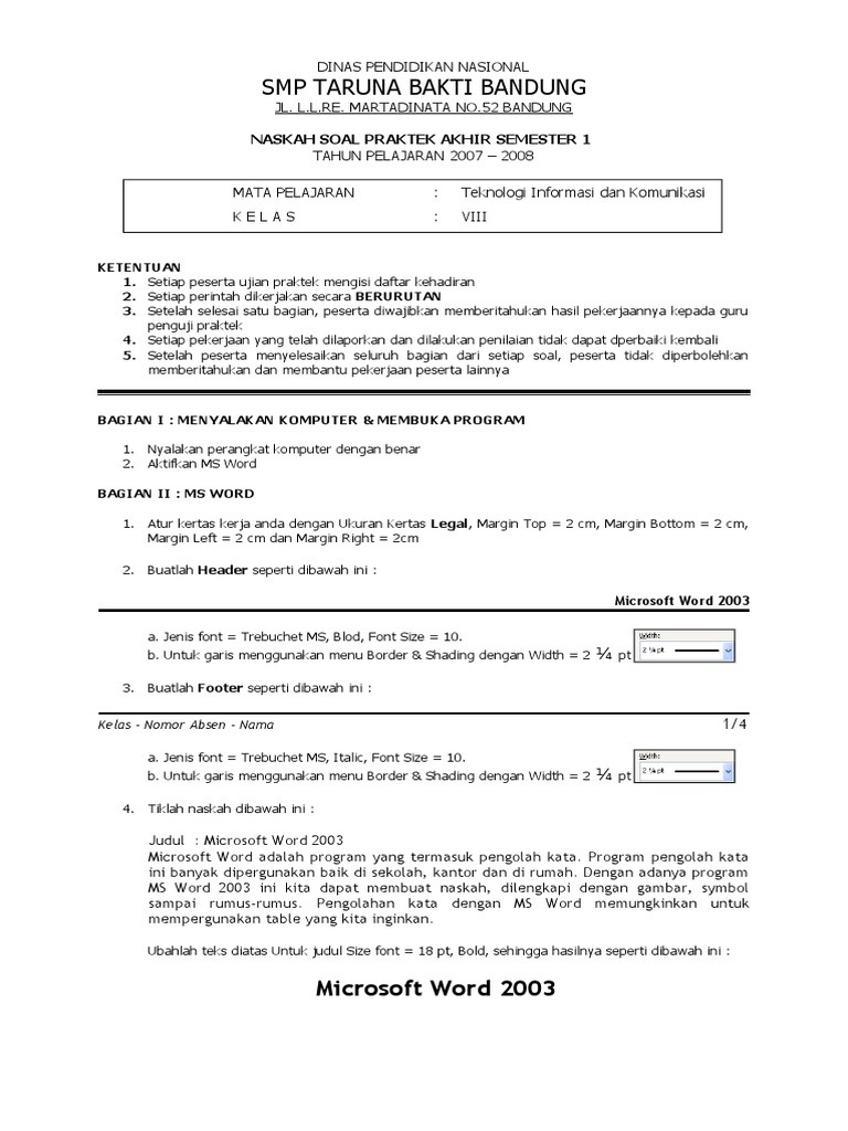 Naskah Soal Praktek TIK | PDF