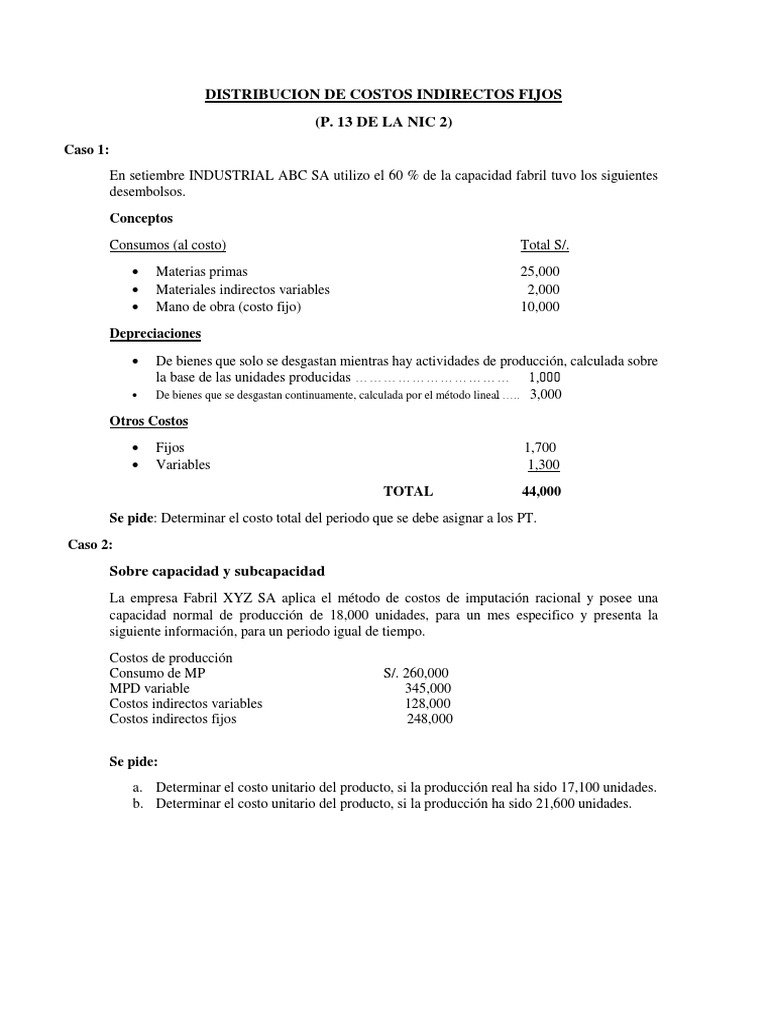 Distribucion de Costos Indirectos NIC 2 | PDF