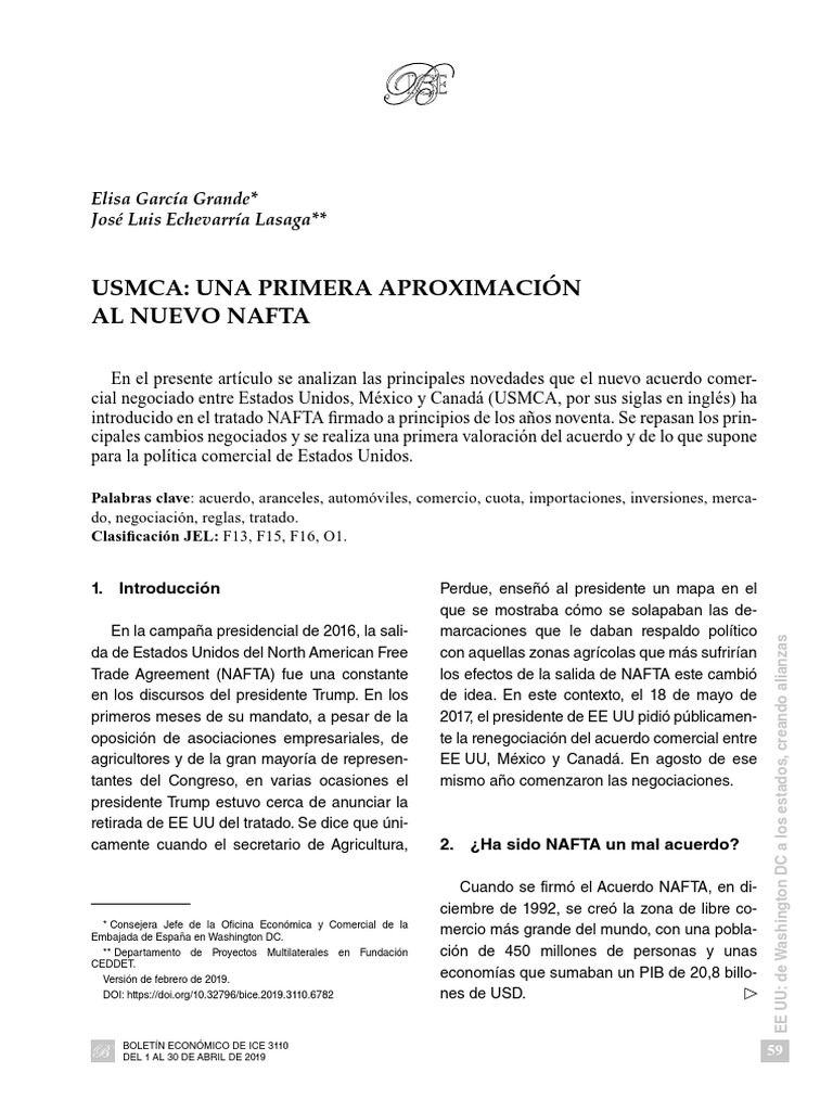 Usmca Bice | PDF | Tratado de Libre Comercio Norteamericano | Los ...