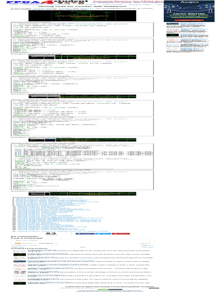 Verilog Code For Counter With Testbench | PDF | Vhdl | Field ...