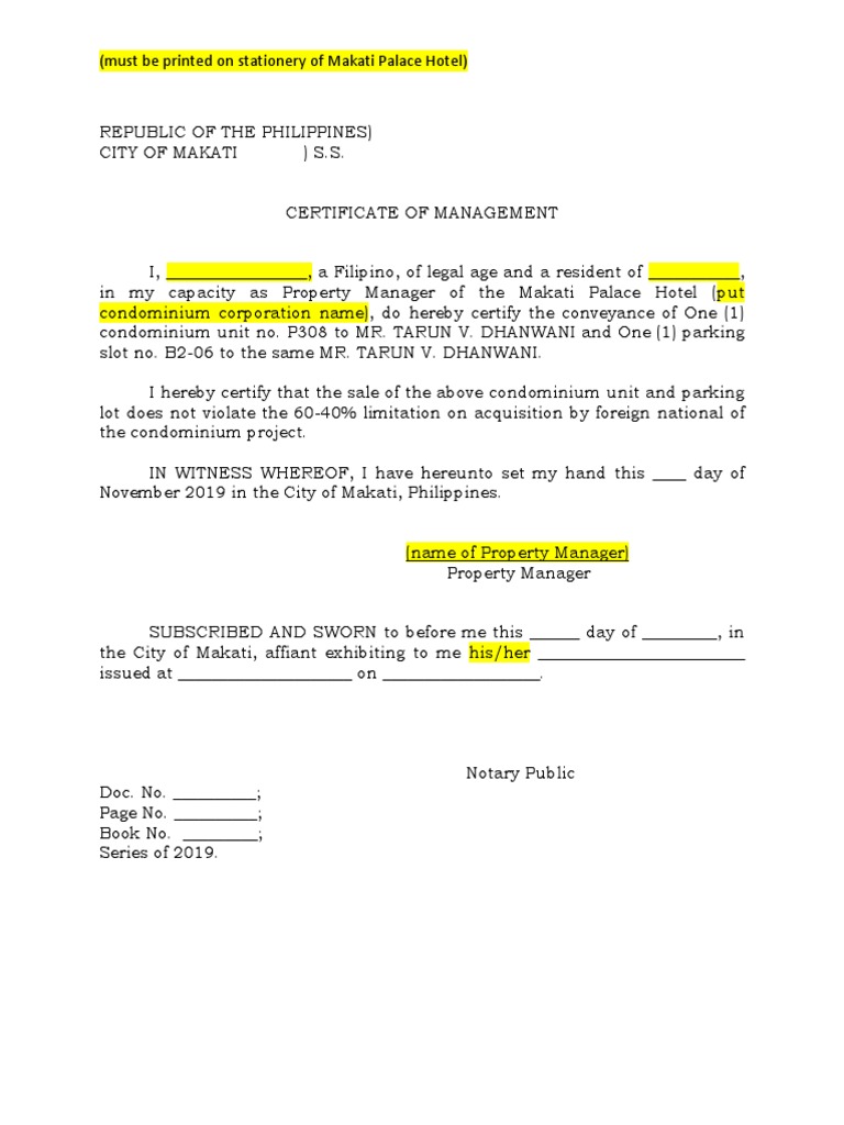 Certificate of Management | PDF