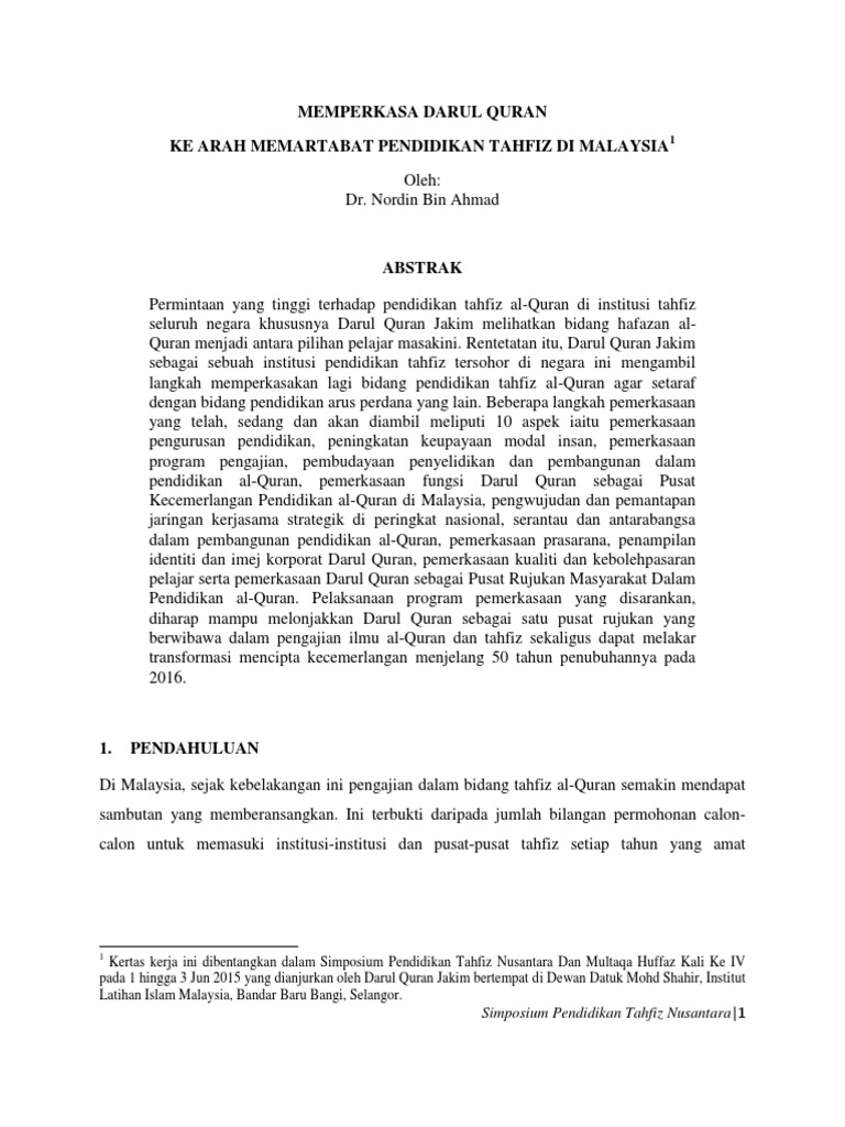 Kertas Kerja Multaqa Huffaz | PDF