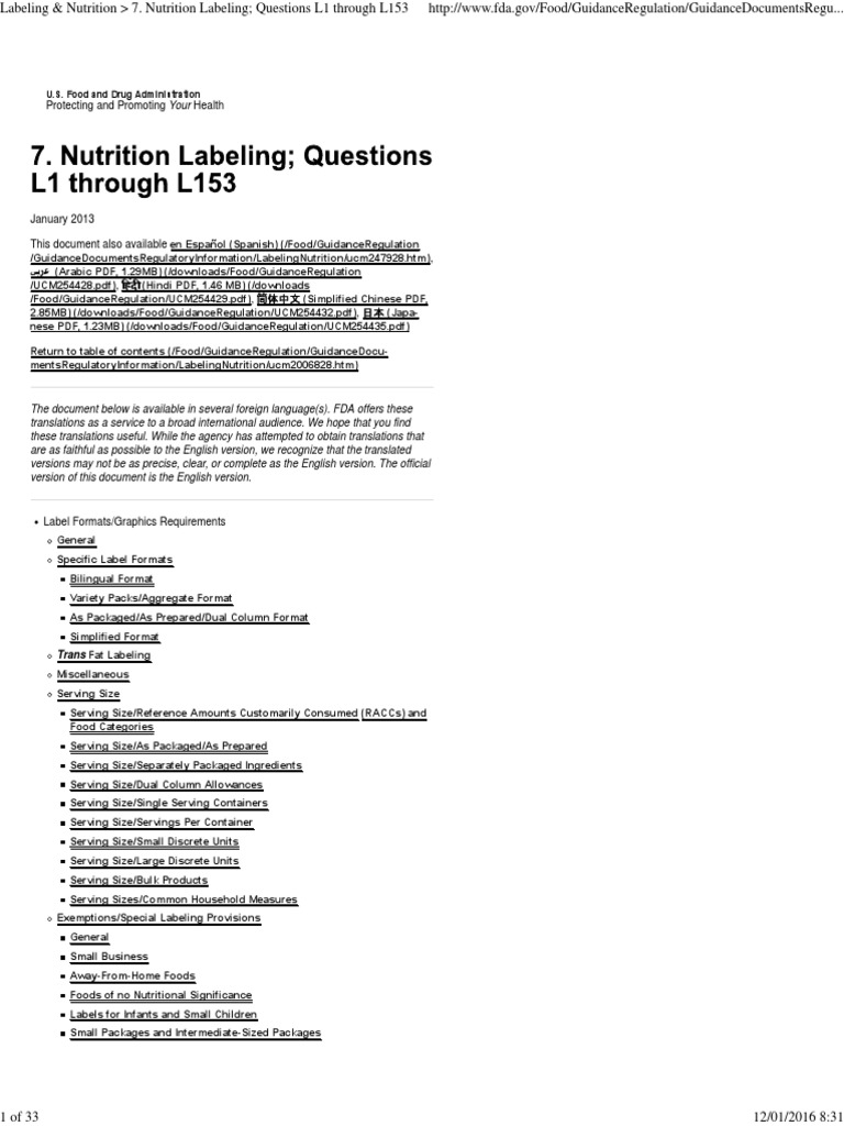 Labeling & Nutrition - FDA | PDF | Trans Fat | Nutrition Facts Label
