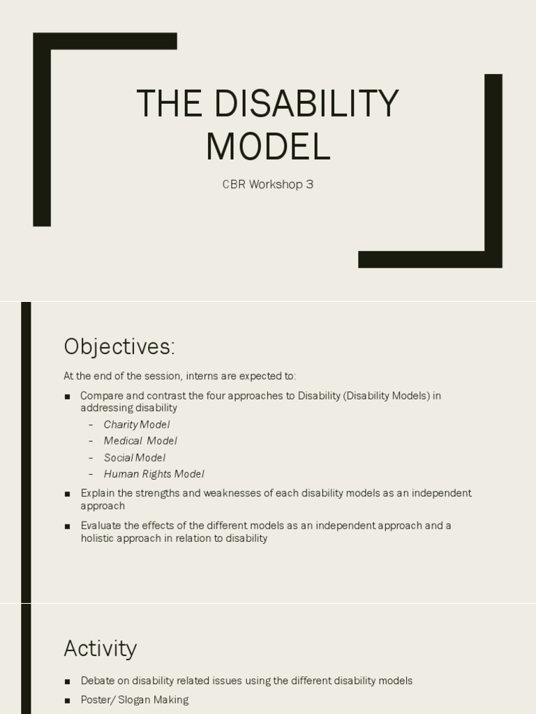 Understanding Disability Models: CBR Workshop | PDF | Disability