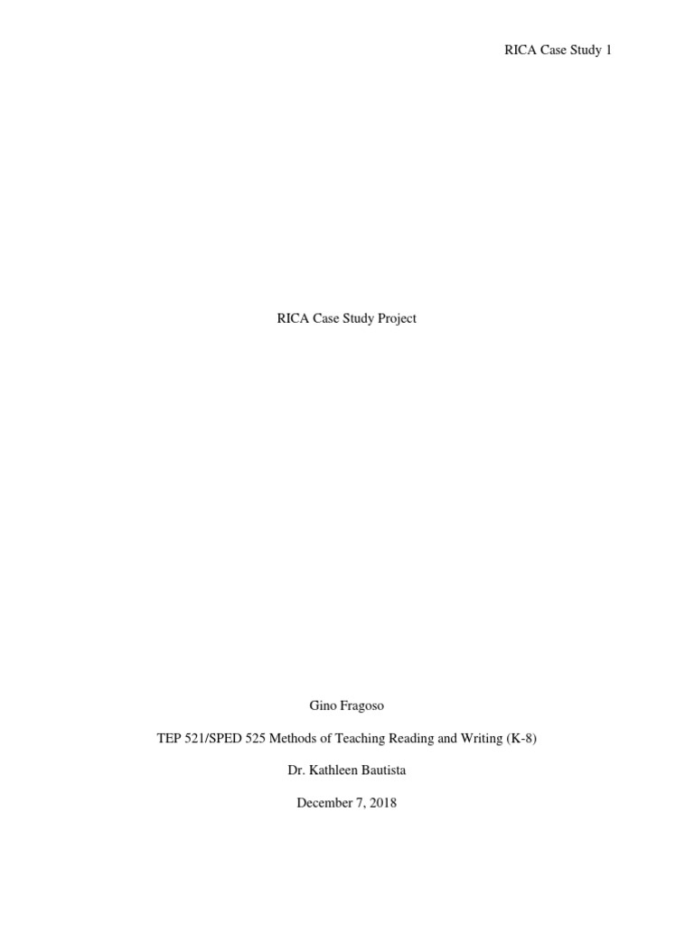 Fragoso Rica Case Study Project Signature Assignment | PDF | Phonics ...