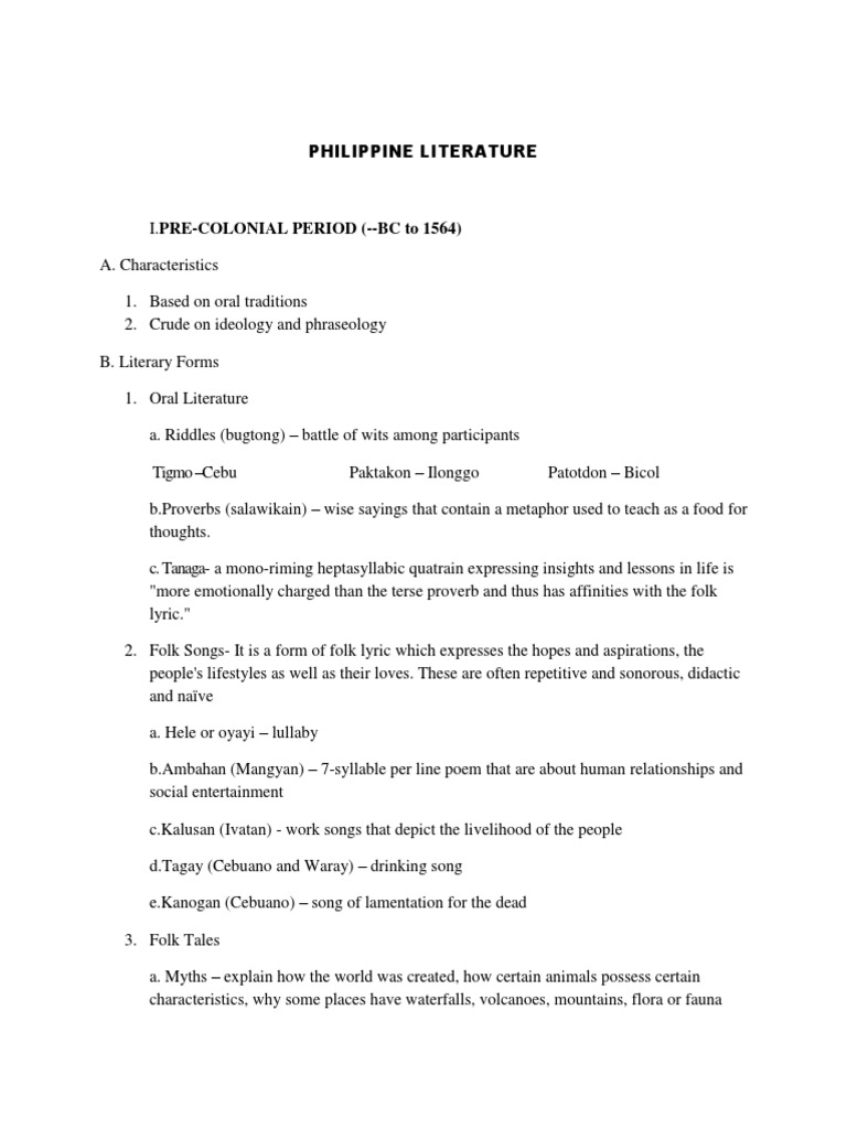 Philippine Literature Overview | PDF | Tagalog Language | Philippines