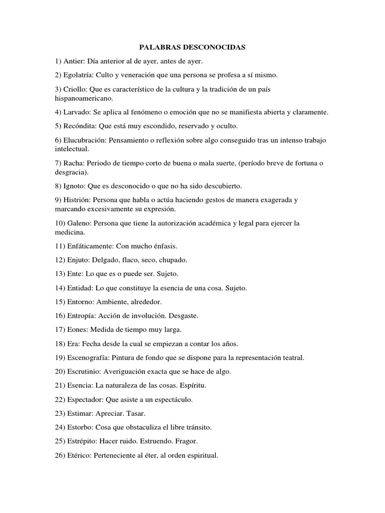 PALABRAS DESCONOCIDAS - Albert | PDF | Naturaleza