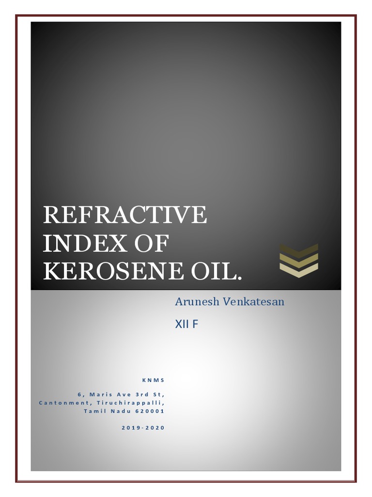 Refractive Index of Kerocene Oil | PDF | Prism | Refractive Index