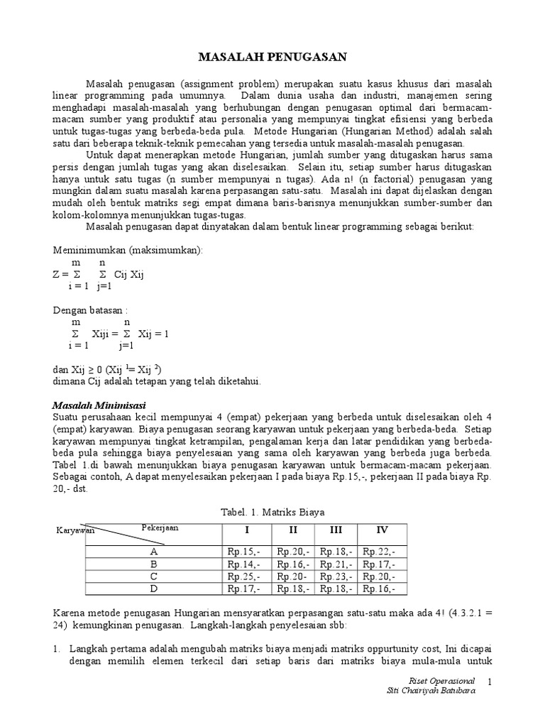 Masalah Penugasan | PDF