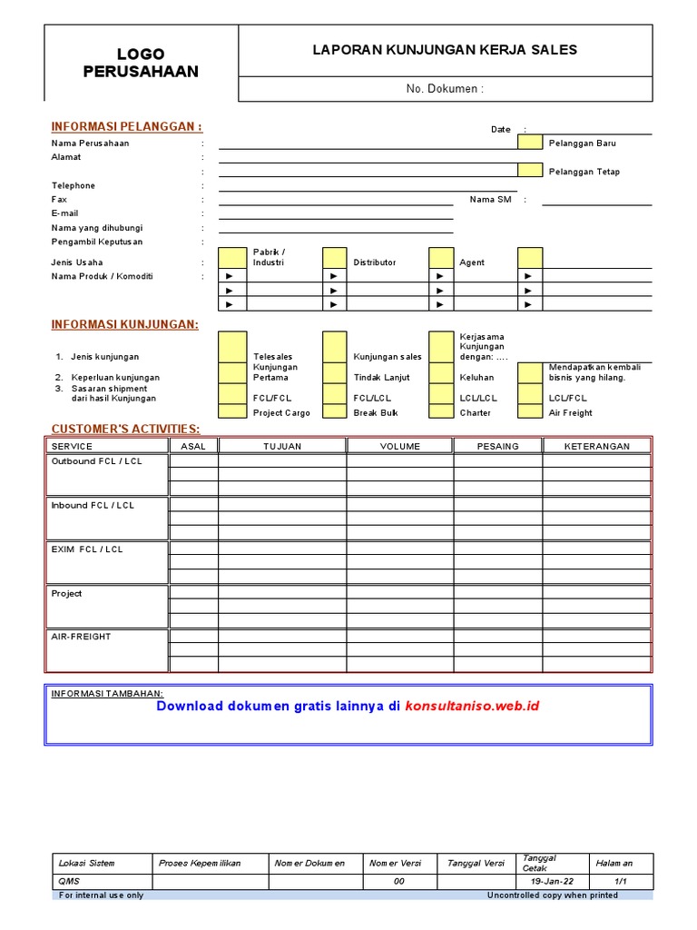 Laporan Kunjungan Kerja Sales | PDF