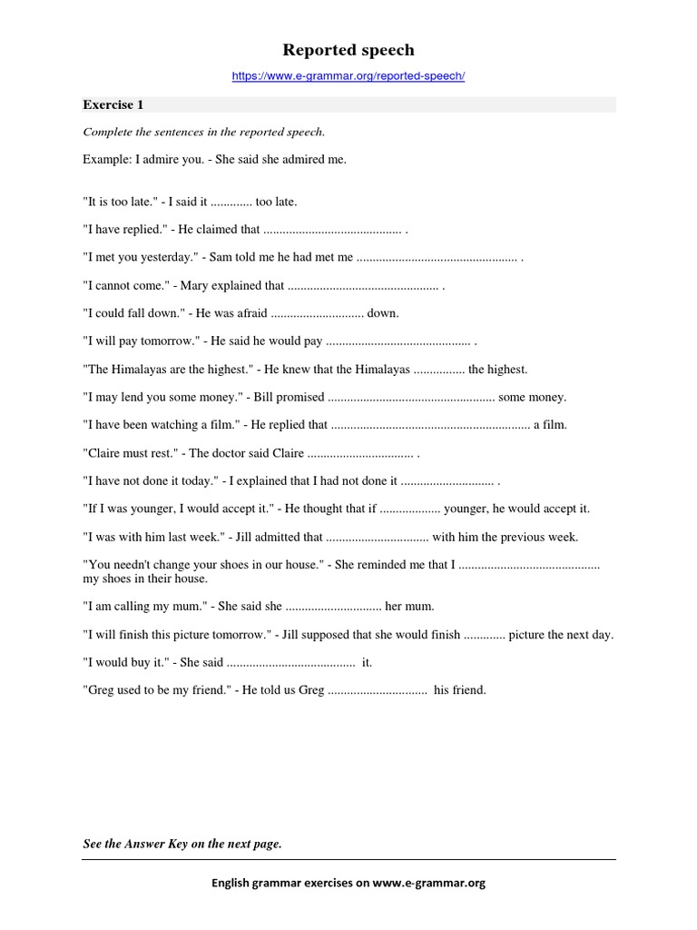 Reported Speech | PDF