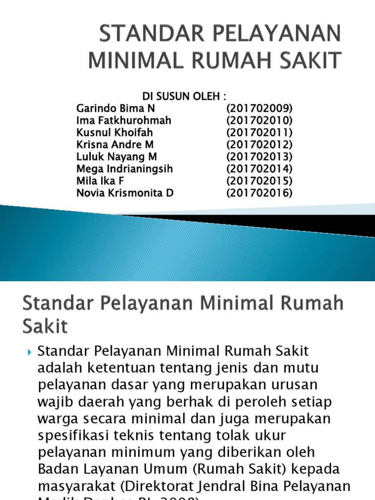 Standar Pelayanan Minimal Rumah Sakit | PDF Standar Pelayanan Minimal Rumah Sakit | PDF